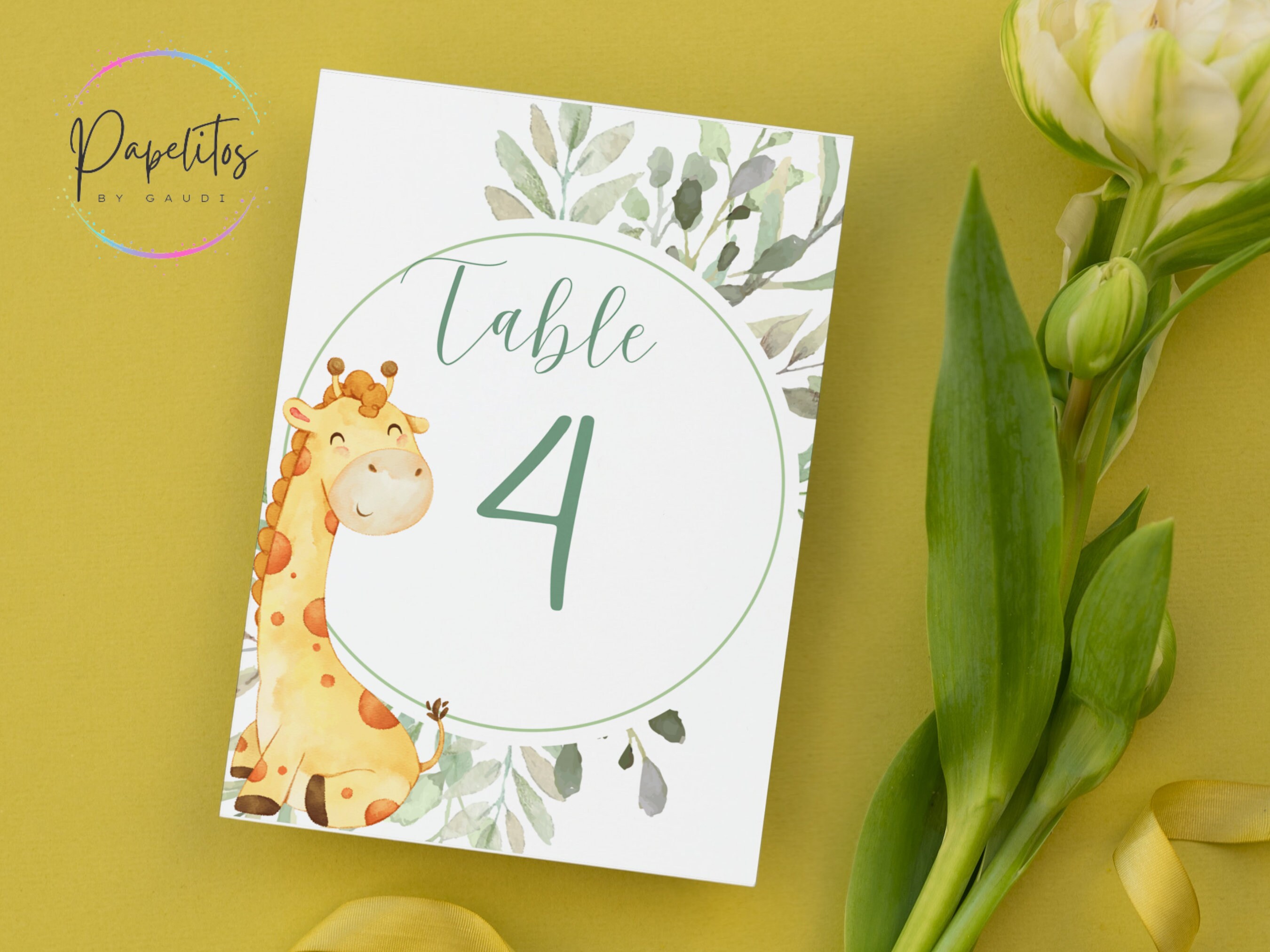 Safari Baby Shower Birthday Table Setting 5x7 Printable Downloadable ...