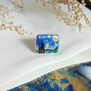 Starry Night Vincent Van Gogh Ring,georgian Cloisonne Enamel Ring ...