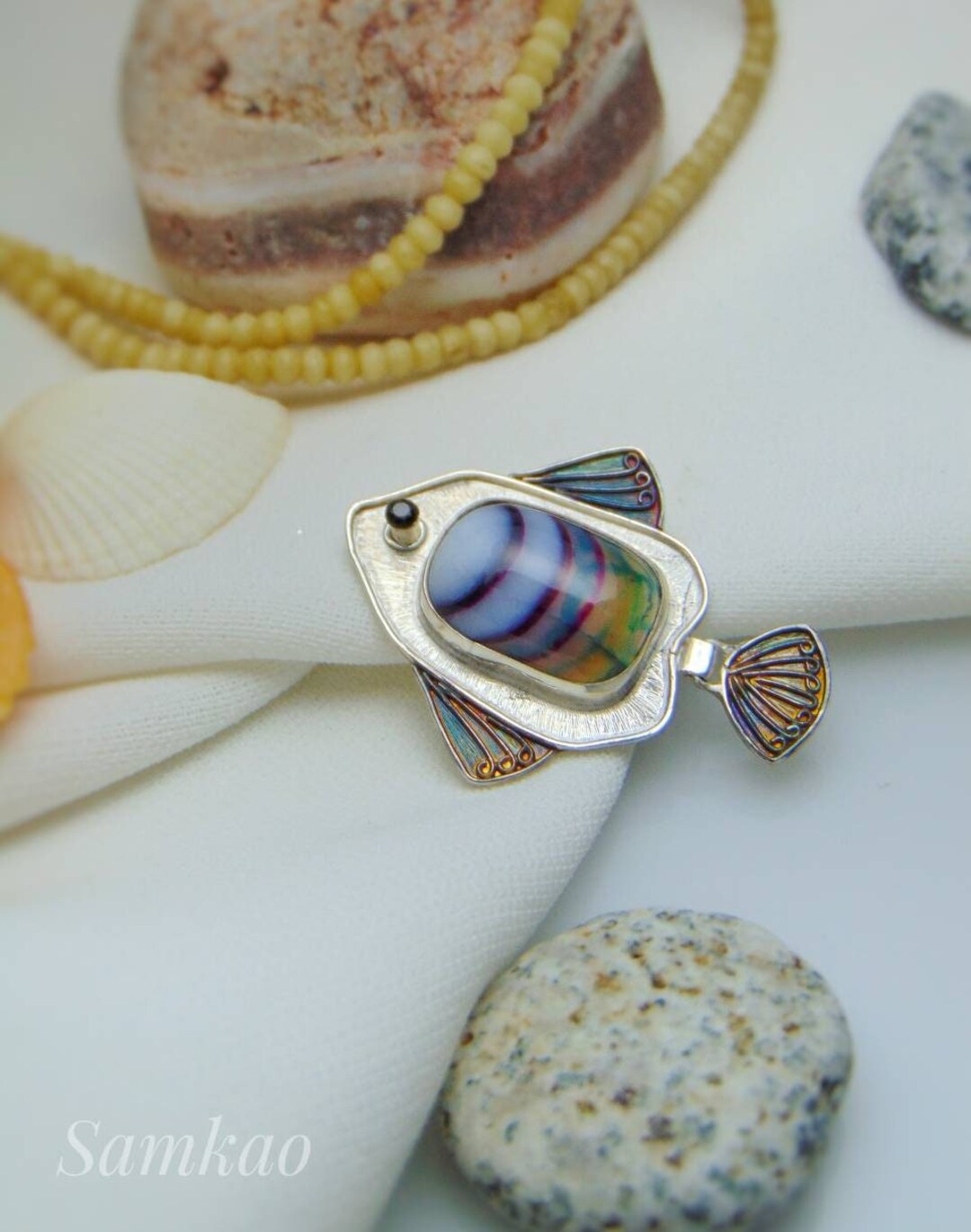 Handmade Sterling Silver Fish Pendantsilver Fish Necklacesea - Etsy