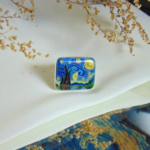 Starry Night Vincent Van Gogh Ring,georgian Cloisonne Enamel Ring ...