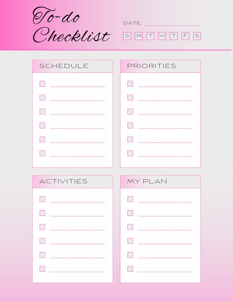 To Do Checklist Printable Color Bundle 3 Print & Fill Digital Download ...