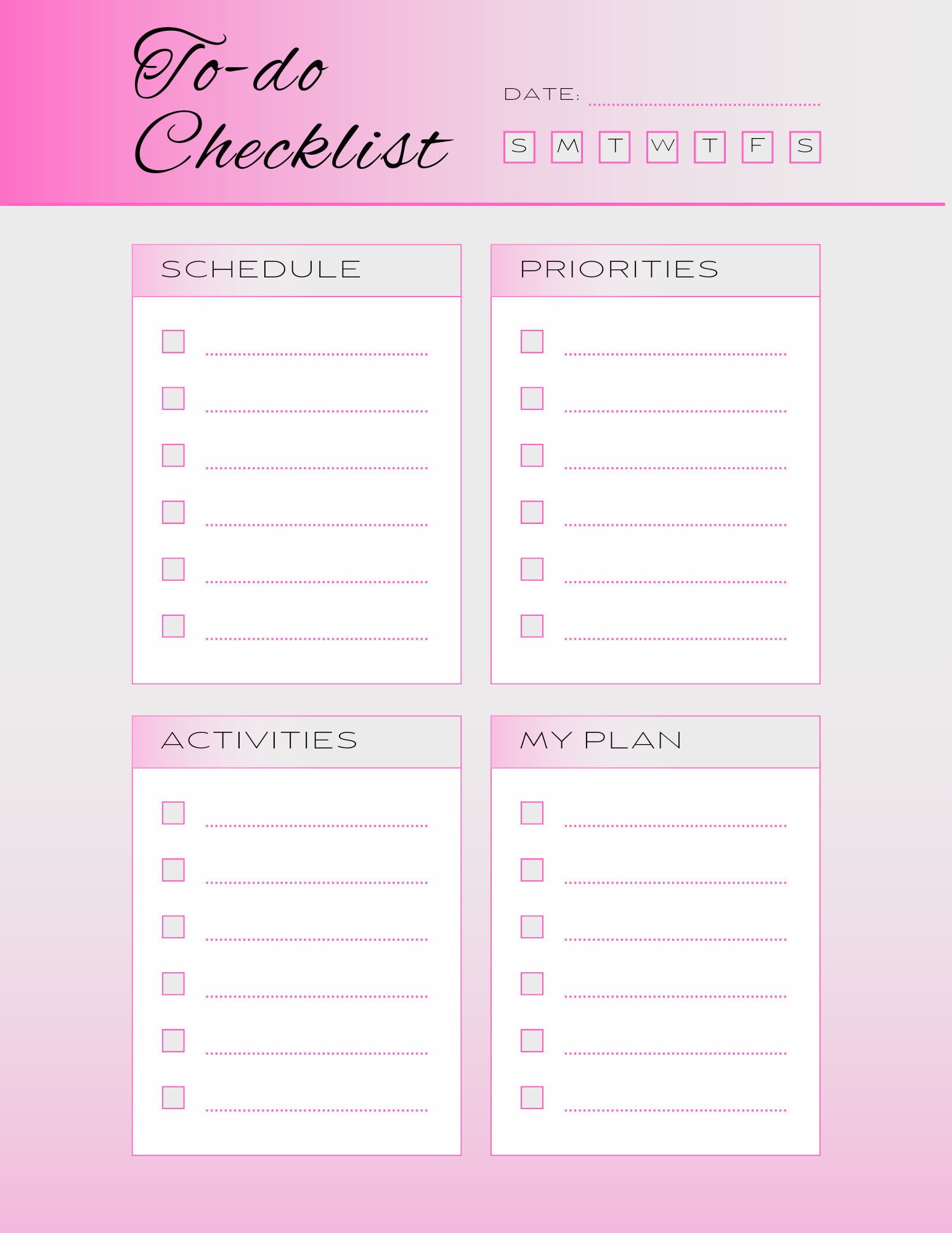 To Do Checklist Printable Color Bundle 3 Print & Fill Digital Download ...