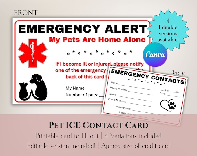 Pet Sitter Notes Digital Download Printable for Dogs/cats/pets Sitter ...