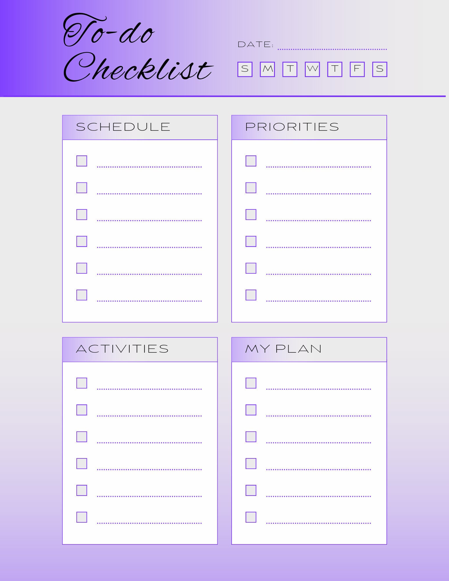 To Do Checklist Printable Color Bundle 3 Print & Fill Digital Download ...