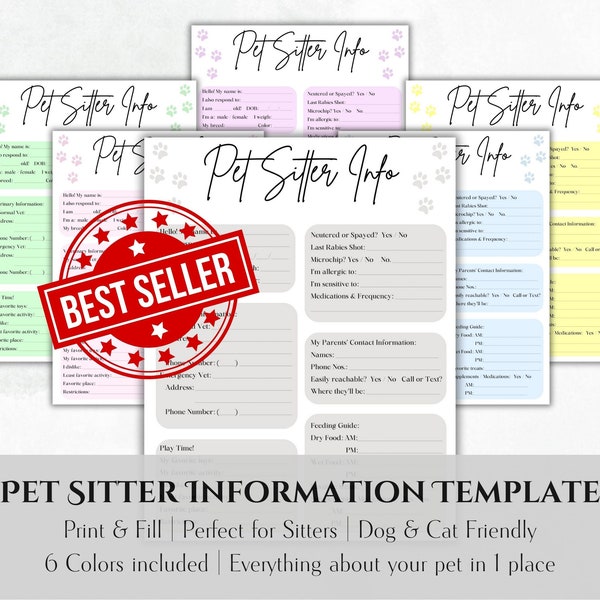 Pet Sitting Forms - Etsy