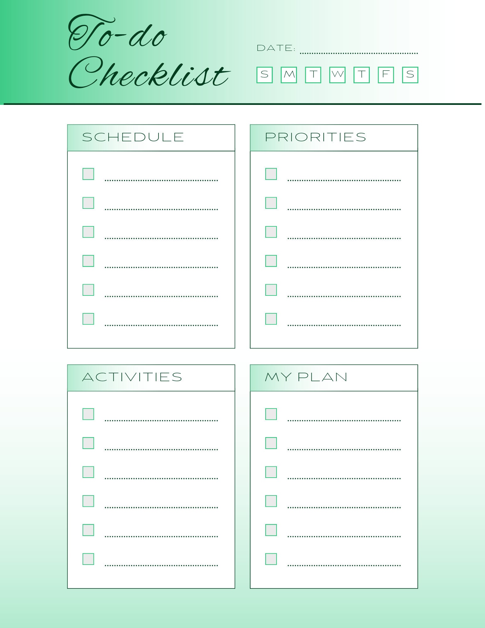 To Do Checklist Printable Color Bundle 2 Print & Fill Digital Download ...