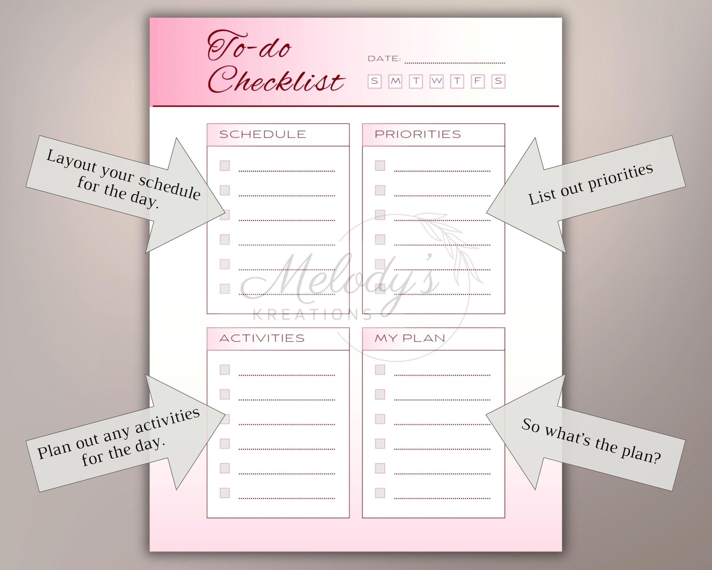 To Do Checklist Printable Color Bundle 1 to Do Checklist - Etsy