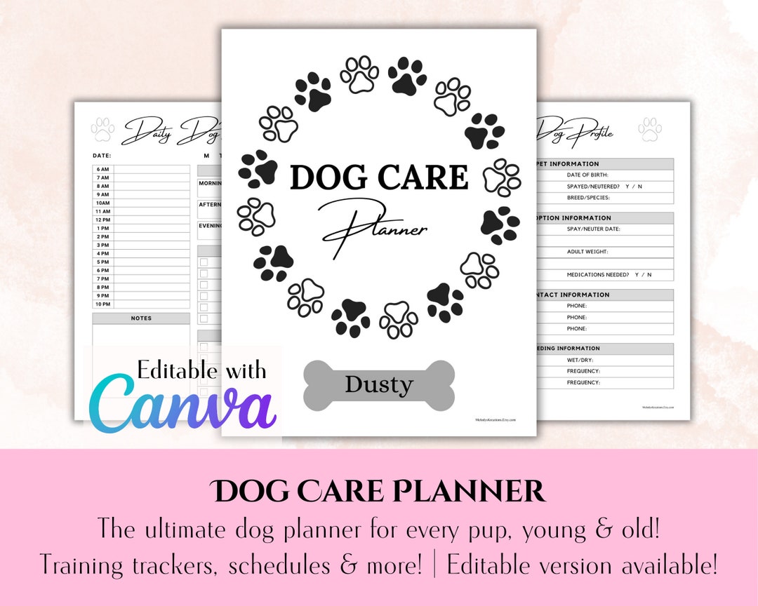 Dog Care Planner | Print & Fill | Digital Download | Ultimate Editable ...