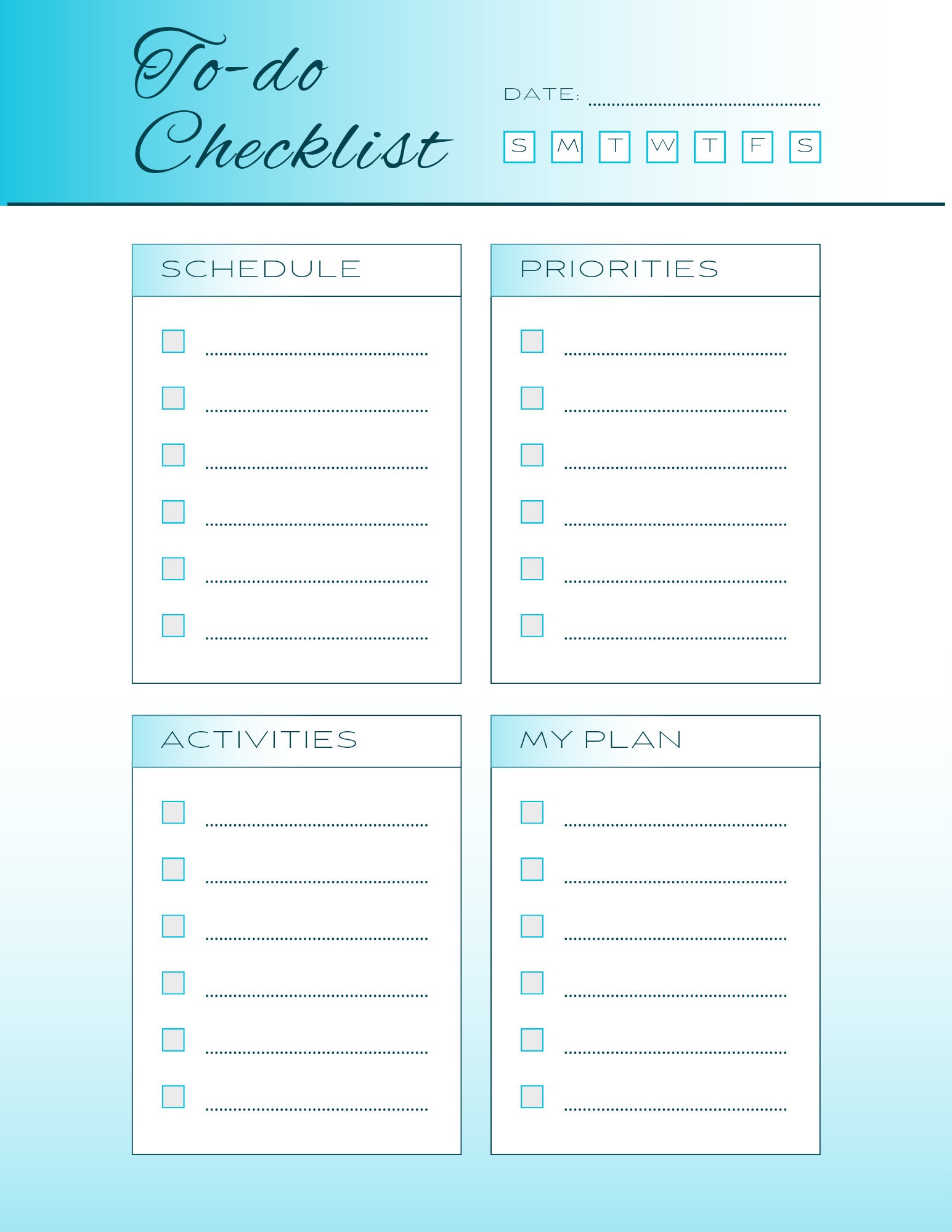 To Do Checklist Printable Color Bundle 2 Print & Fill Digital Download ...