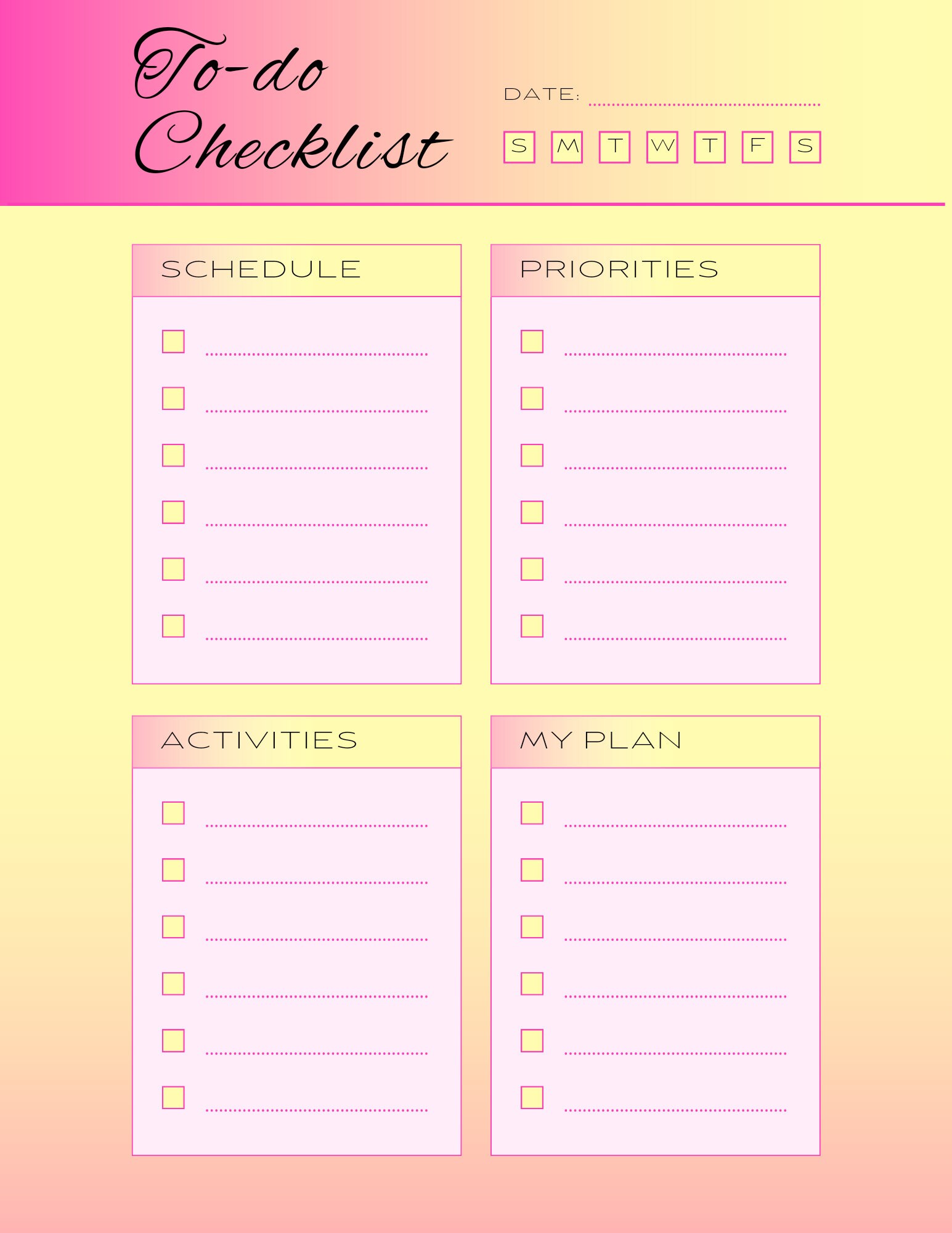 To Do Checklist Printable Color Bundle 3 Print & Fill Digital Download ...