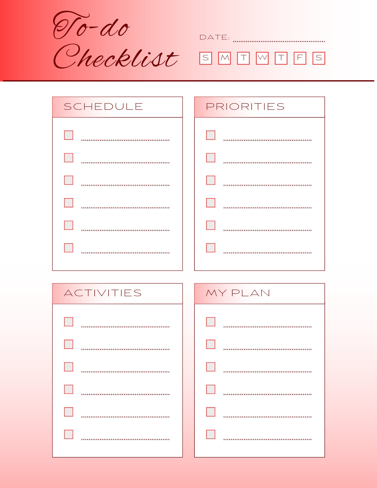 To Do Checklist Printable Color Bundle 2 Print & Fill Digital Download ...