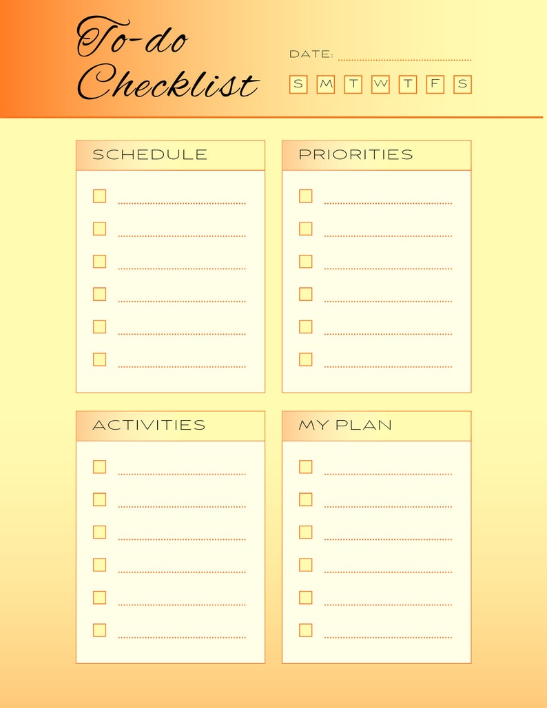 To Do Checklist Printable Color Bundle 3 Print & Fill Digital Download ...