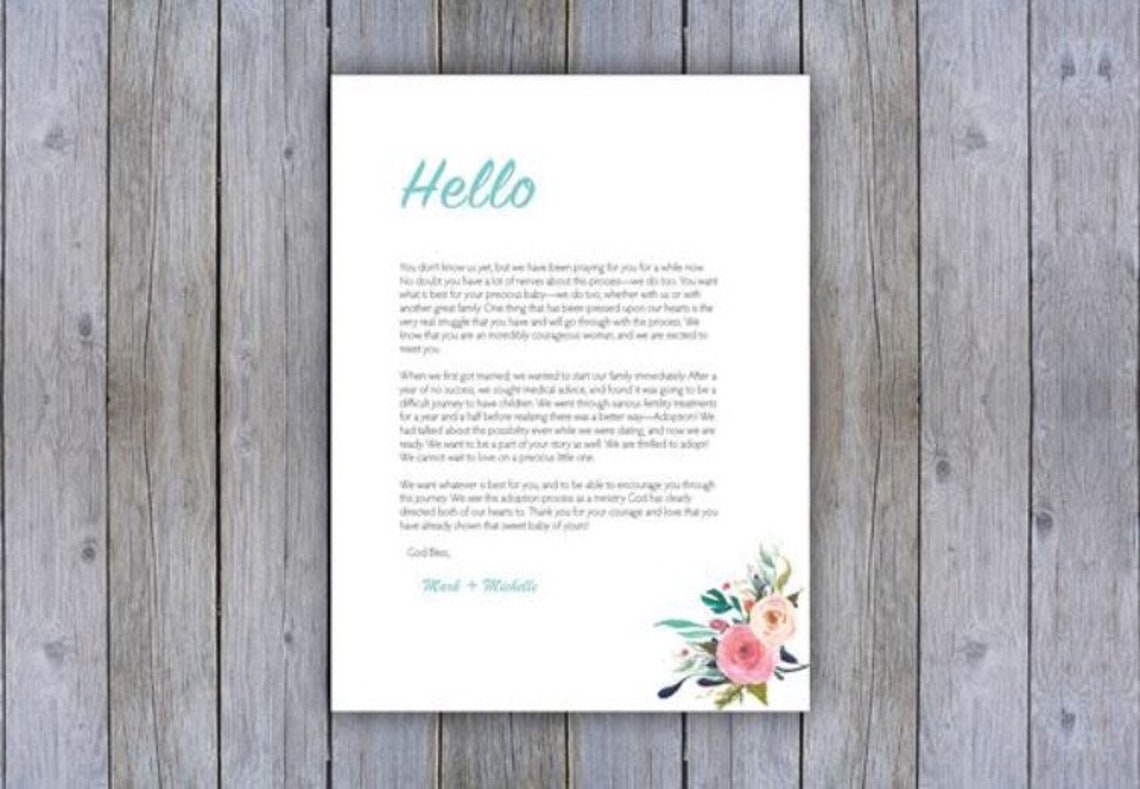 Adoption Dear Birth Mother Letter - Custom Designed for You PDF ...