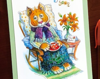 Tiger Get Well Card - Etsy
