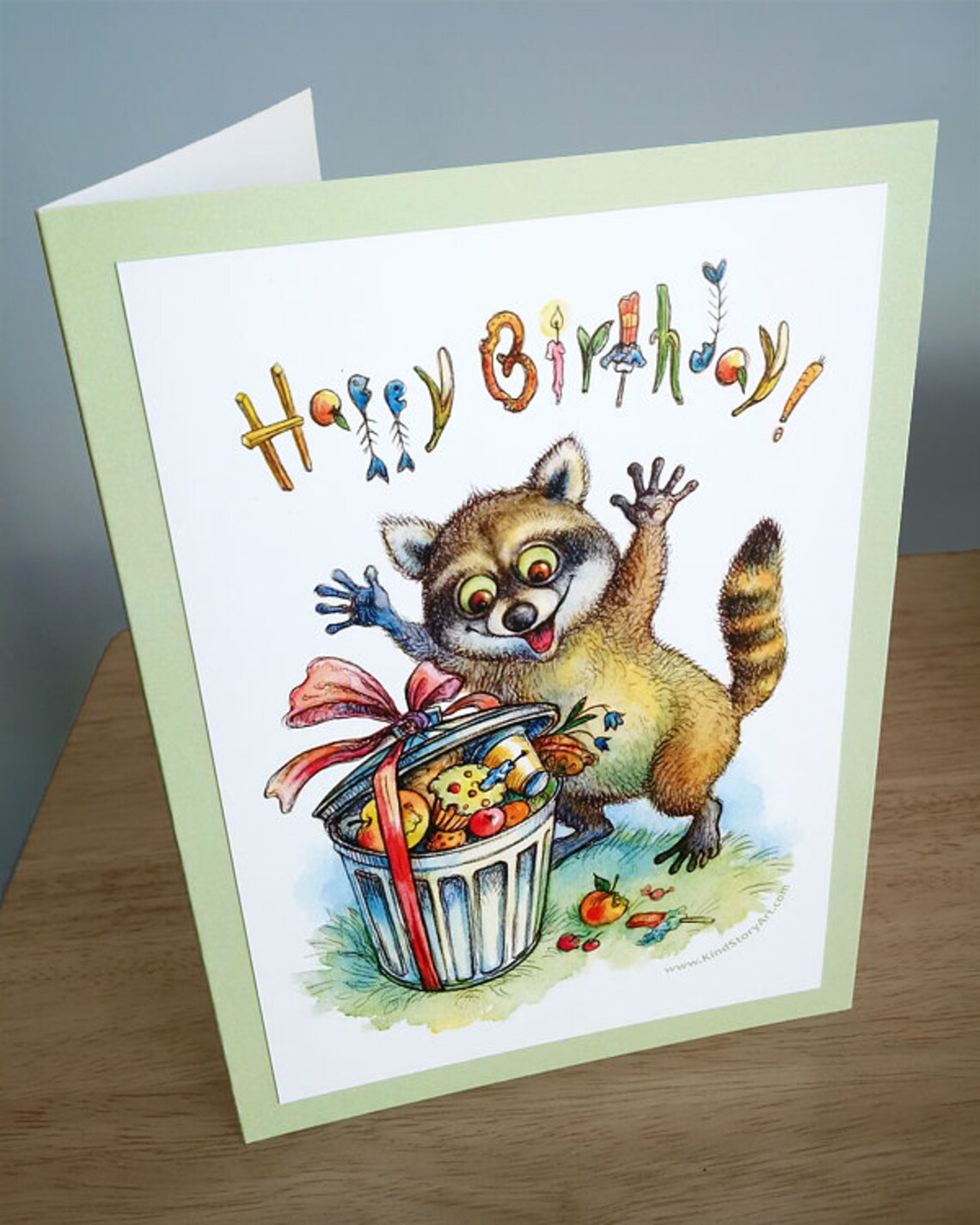 Raccoon 5x7 Birthday Greeting Card Trash Panda's - Etsy