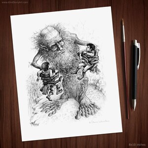 Treebeard and Hobbits Artwork Print Tolkien Lord Of The Rings High ...
