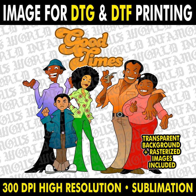 Good Times Cartoon PNG Transfer Sublimation Tshirt Retro Vintage 90s TV ...