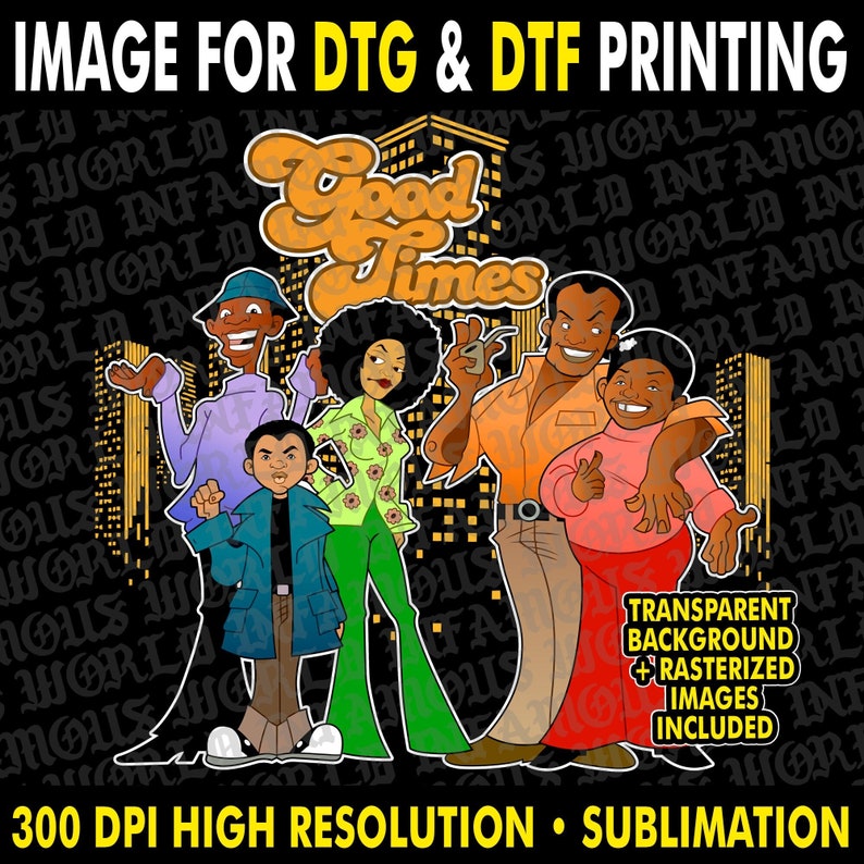 Good Times Cartoon PNG Transfer Sublimation Tshirt Retro Vintage 90s TV ...