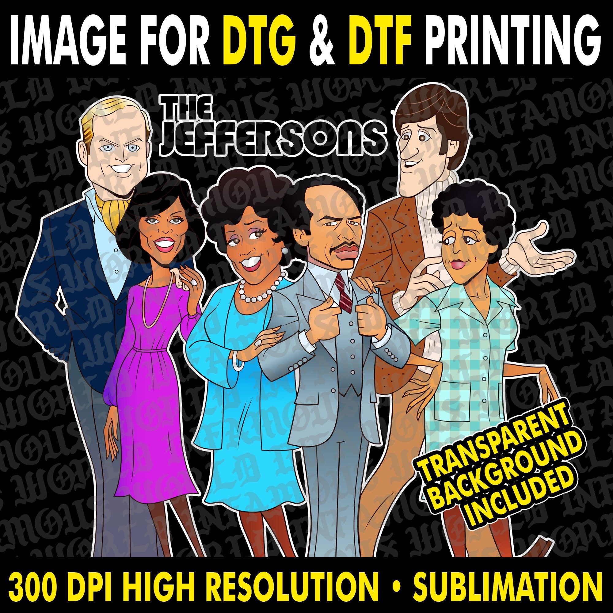 The Jeffersons Cartoon PNG Graphic Transfer Sublimation Tshirt Retro ...