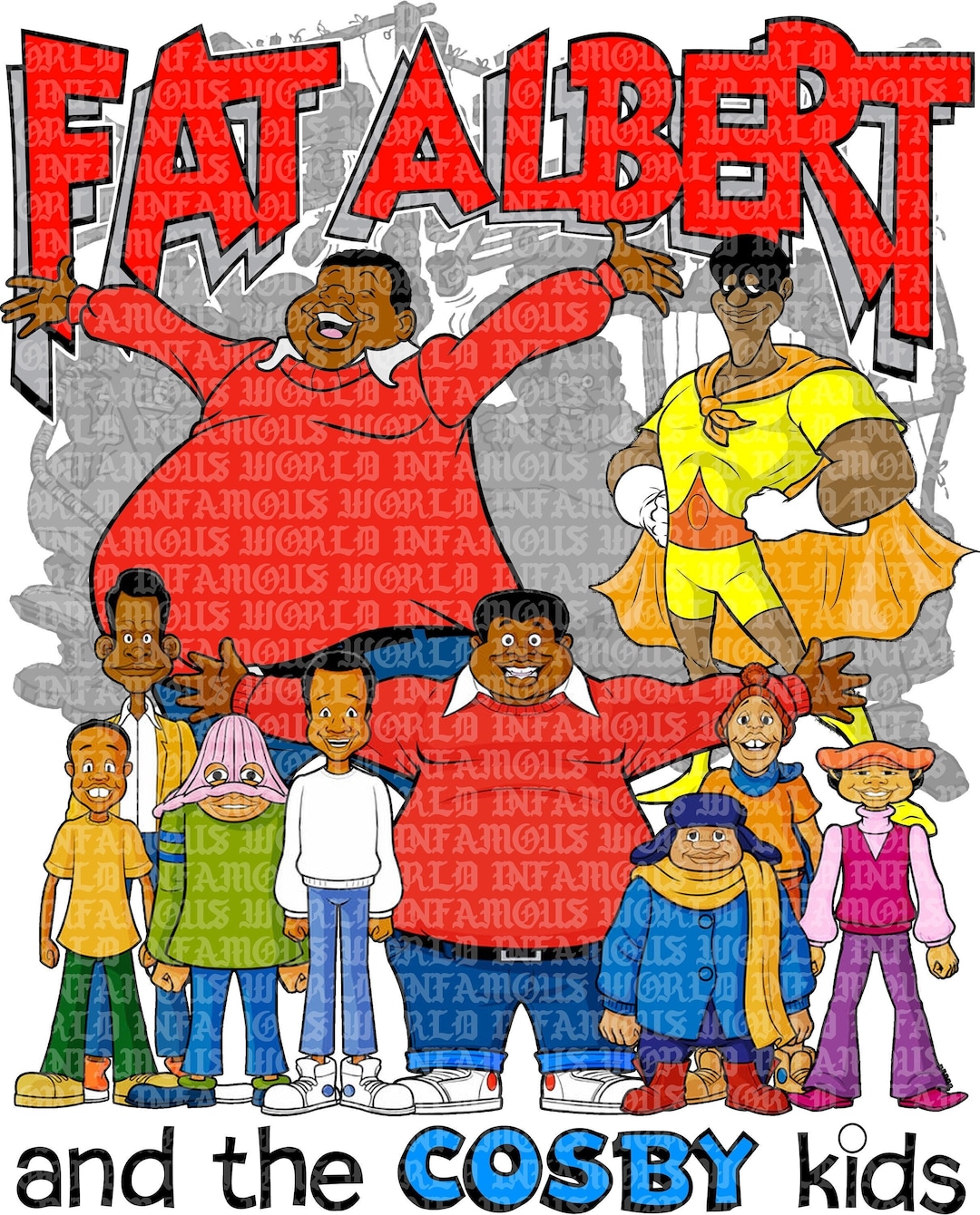 Fat Albert & the Cosby Kids Brown Hornet PNG Graphic DTG DTF Transfer ...