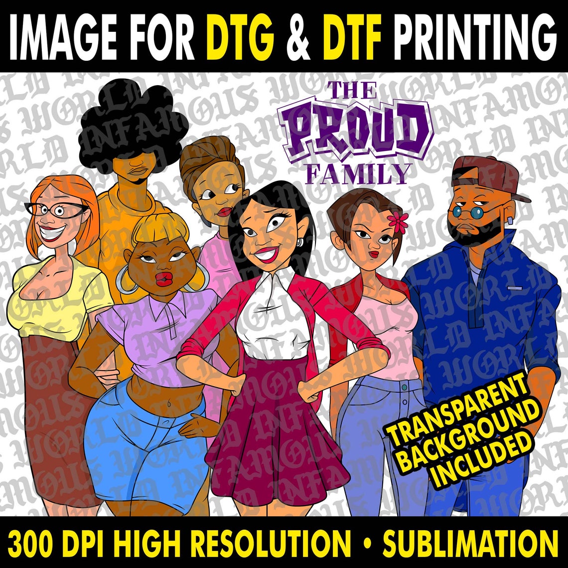 The Proud Family Cartoon Animated PNG Graphic for DTG DTF | Etsy
