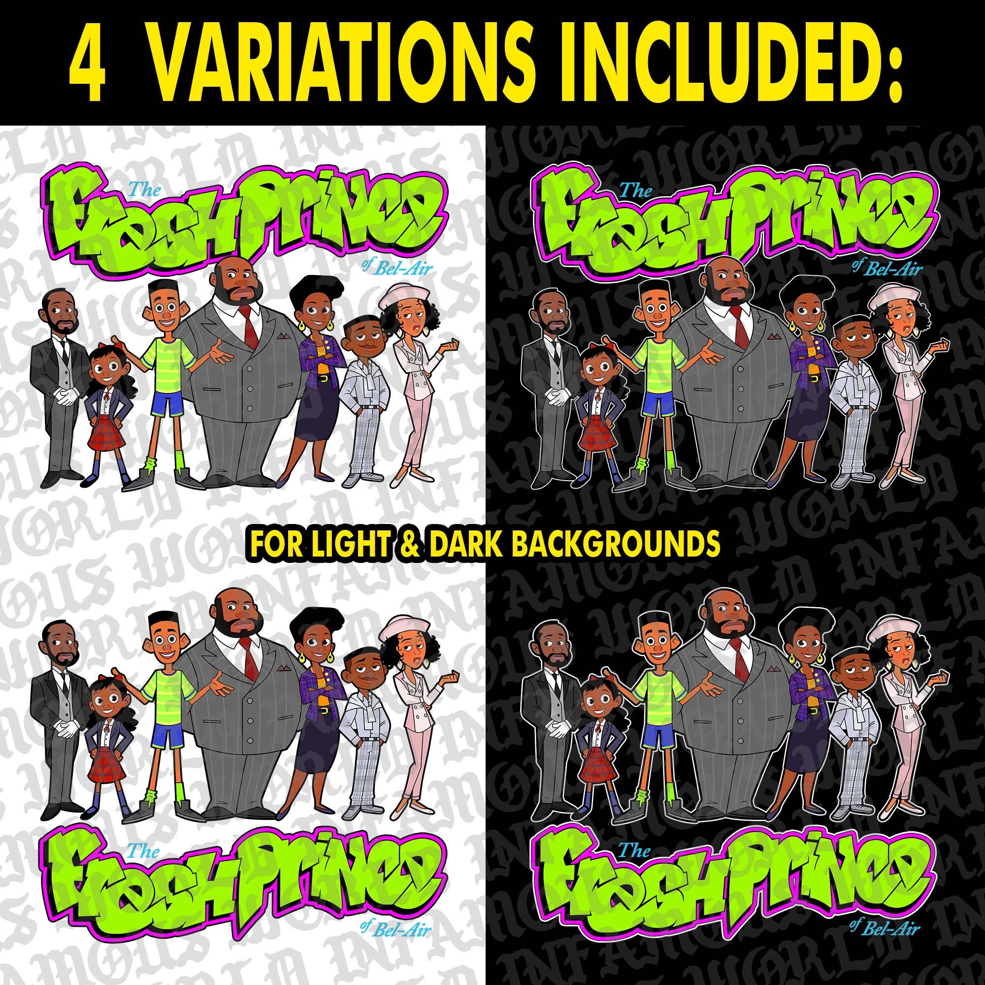 Fresh Prince of Bel Air Will Smith Cartoon Animated PNG Graphic for DTG ...