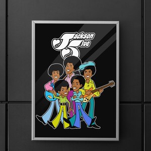 Jackson 5 Cartoon Animated PNG Graphic for DTG DTF Transfer Sublimation ...
