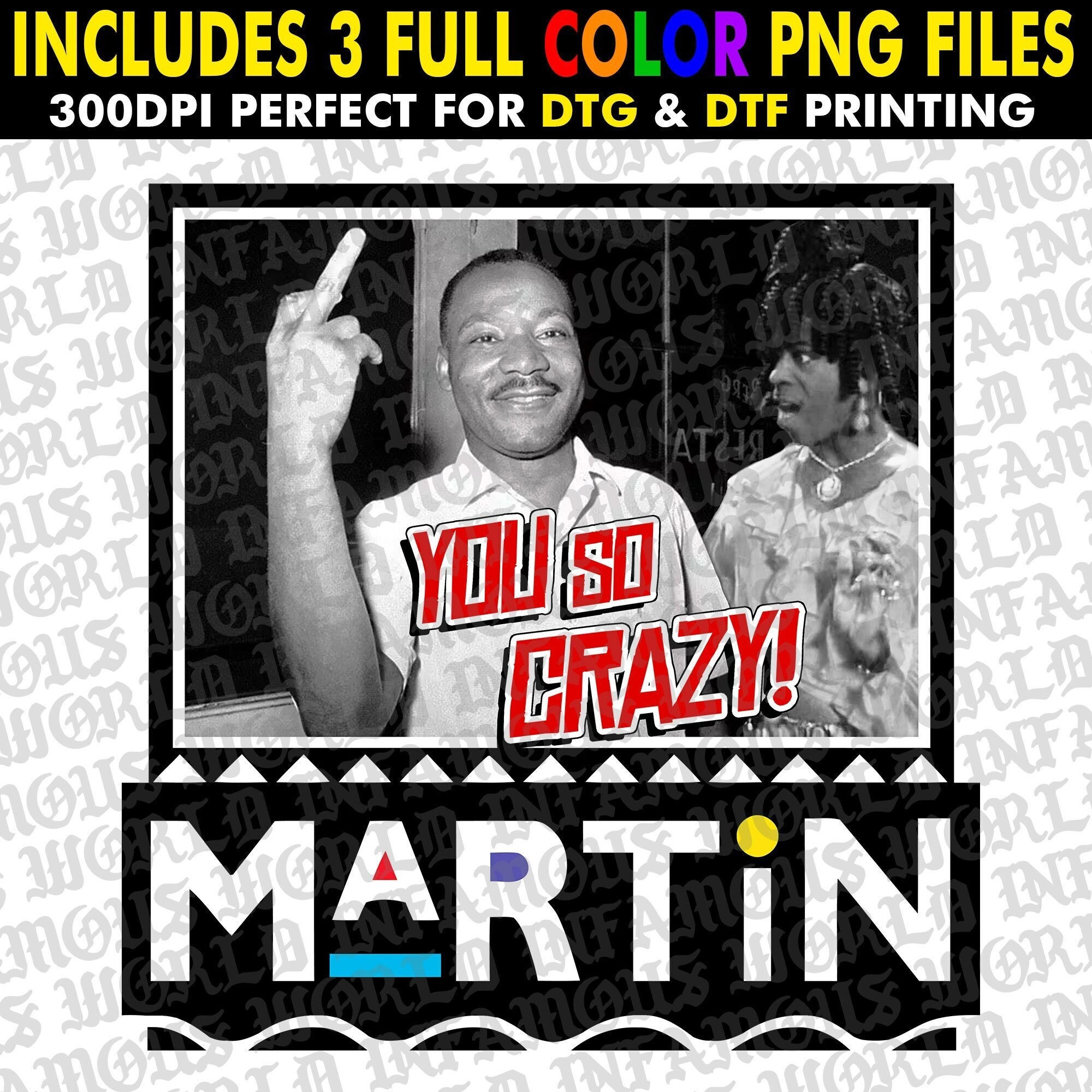 MLK Martin Lawrence Tv Show Png Graphic DTG DTF Sublimation Blm Black ...