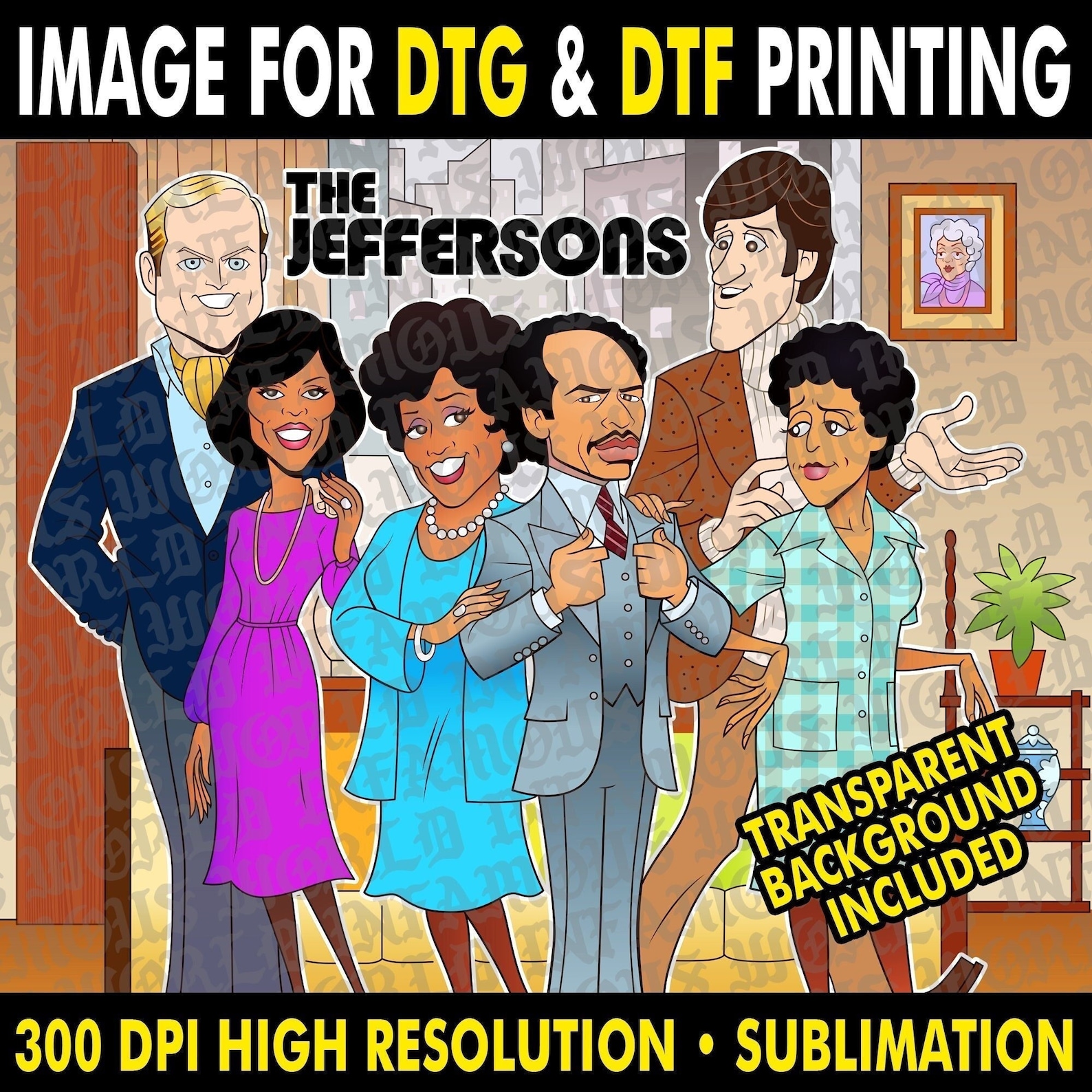 The Jeffersons Cartoon PNG Graphic Transfer Sublimation Tshirt - Etsy