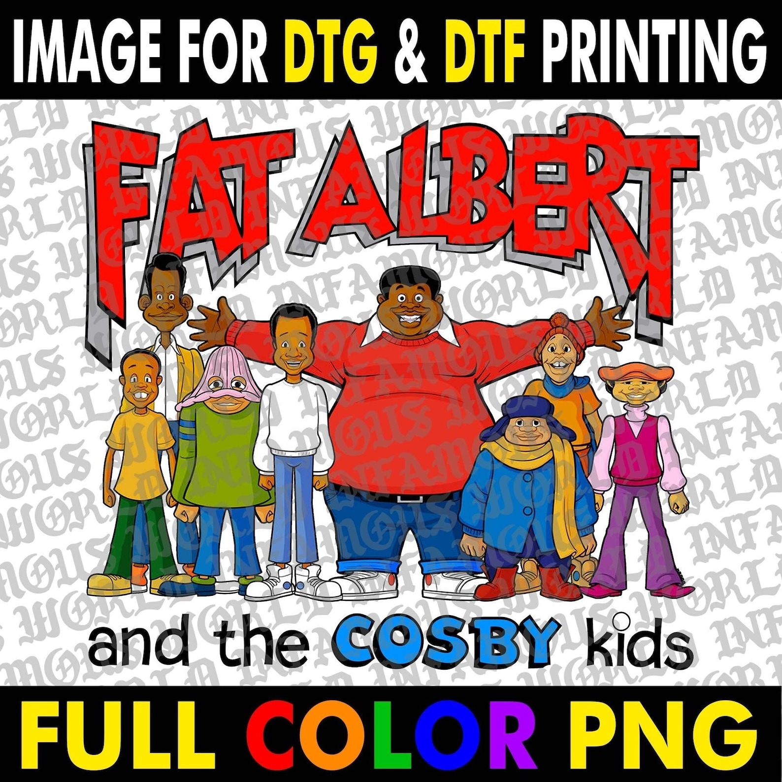 Fat Albert & the Cosby Kids PNG Graphic DTG DTF Transfer Sublimation ...