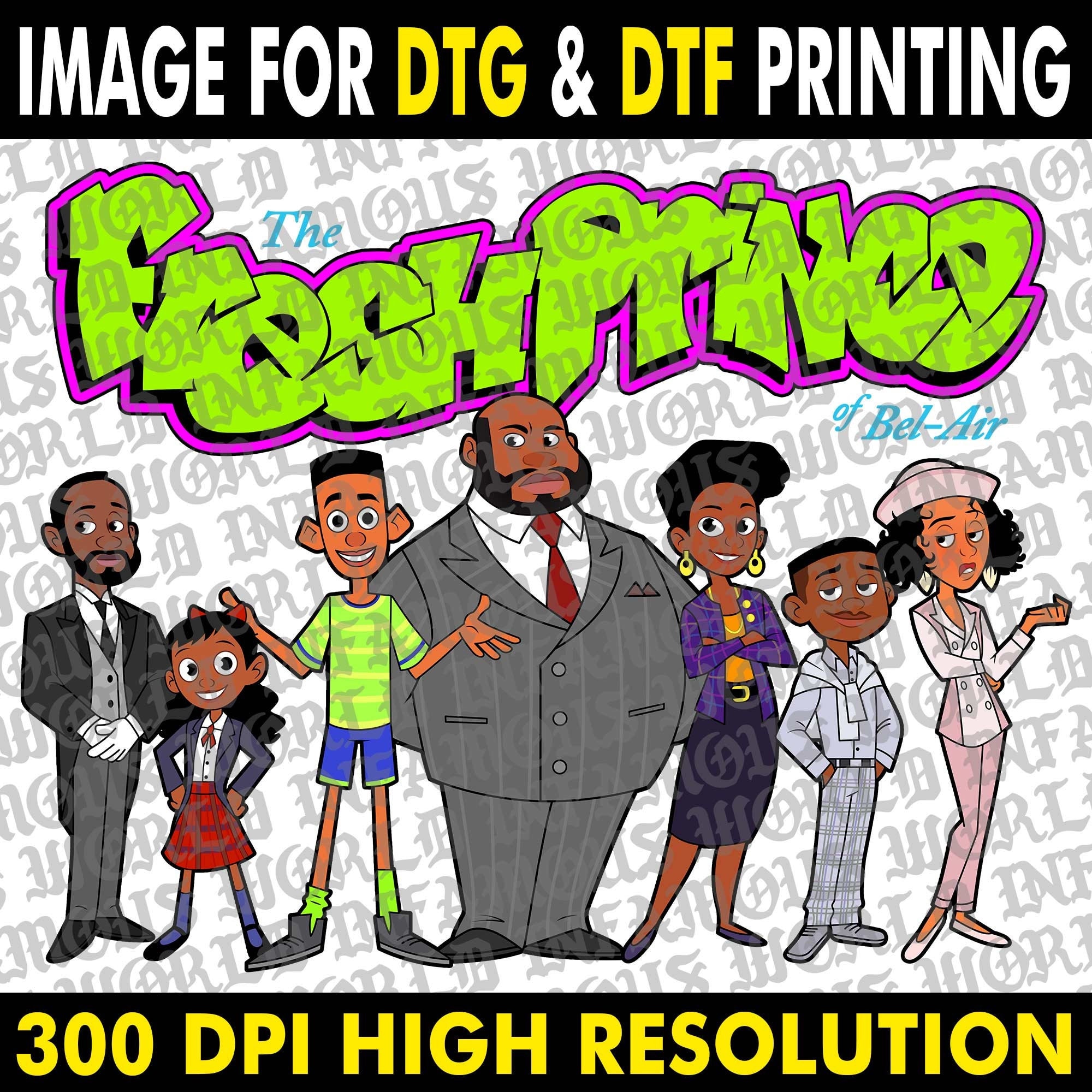 Fresh Prince of Bel Air Will Smith Cartoon Animated PNG Graphic for DTG ...