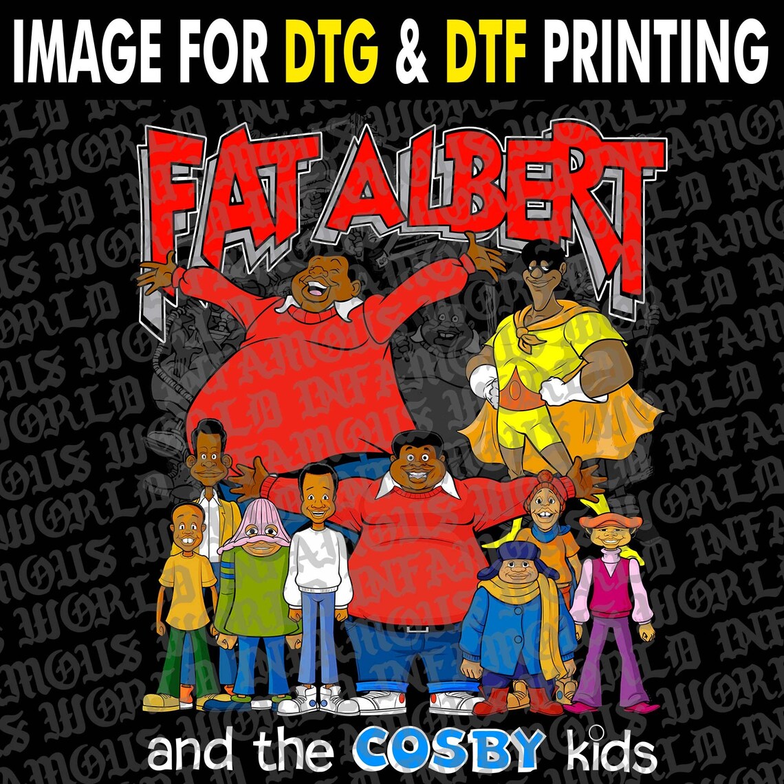 Fat Albert & the Cosby Kids Brown Hornet PNG Graphic DTG DTF Transfer ...