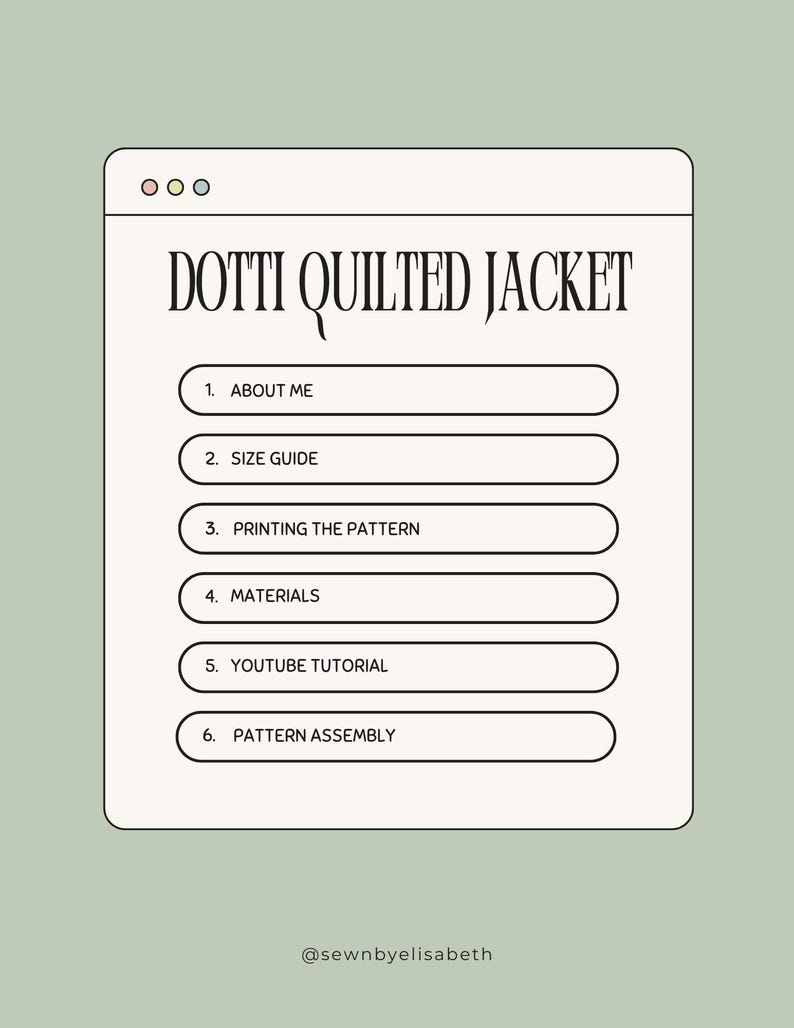 Dotti Quilted Jacket Sewing Pattern | PDF Pattern | Video Tutorial ...