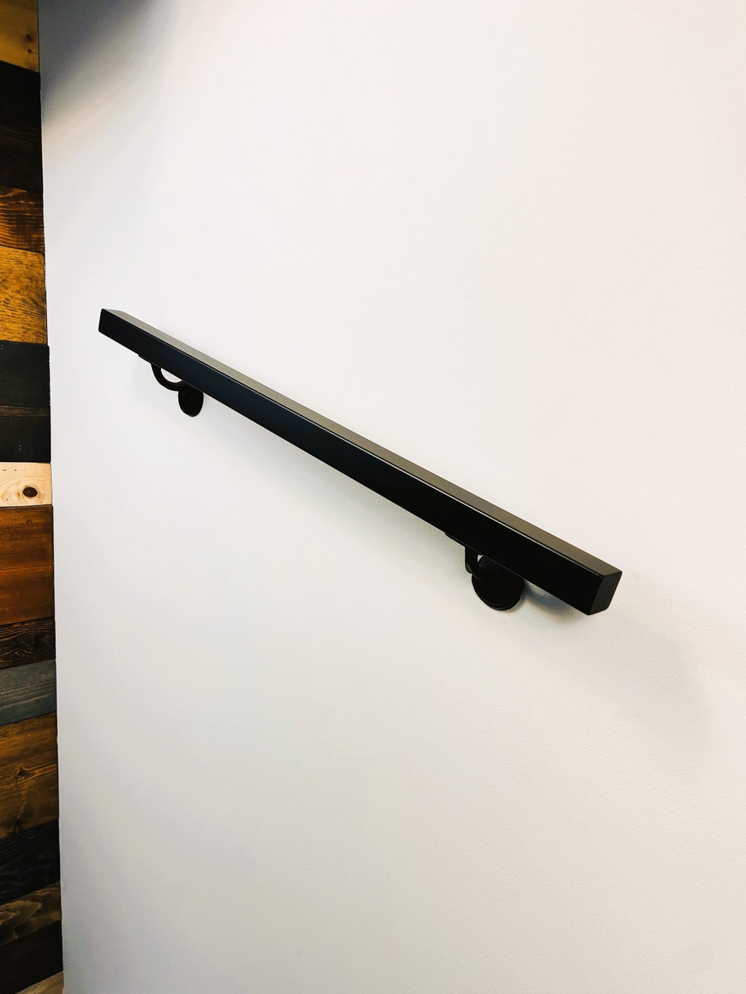 Metal Handrail 1-1/2"x 1-1/2" Modern Minimalist Powder Coated, Straight ...