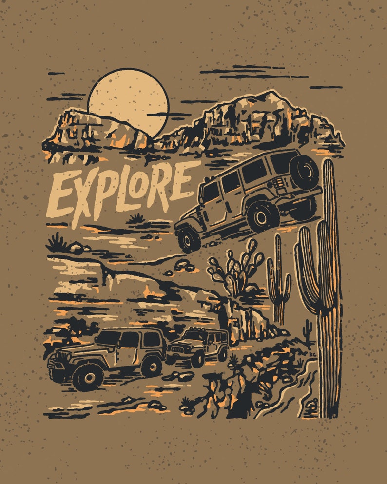 Offroad 4x4 Jeep Hand-drawn Giclée Art Print - Etsy
