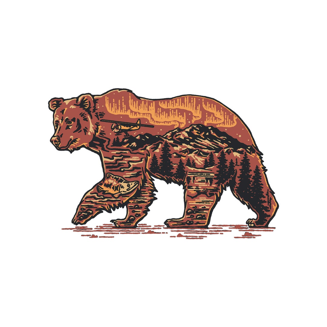 Bear Scene Sticker - Etsy