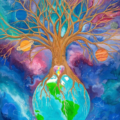 Mother Earth's Magic Tree of Life Galaxy Print - Etsy