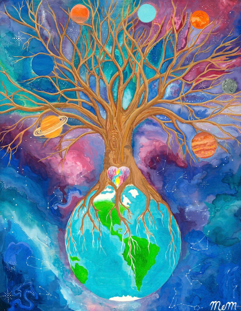 Mother Earth's Magic Tree of Life Galaxy Print - Etsy