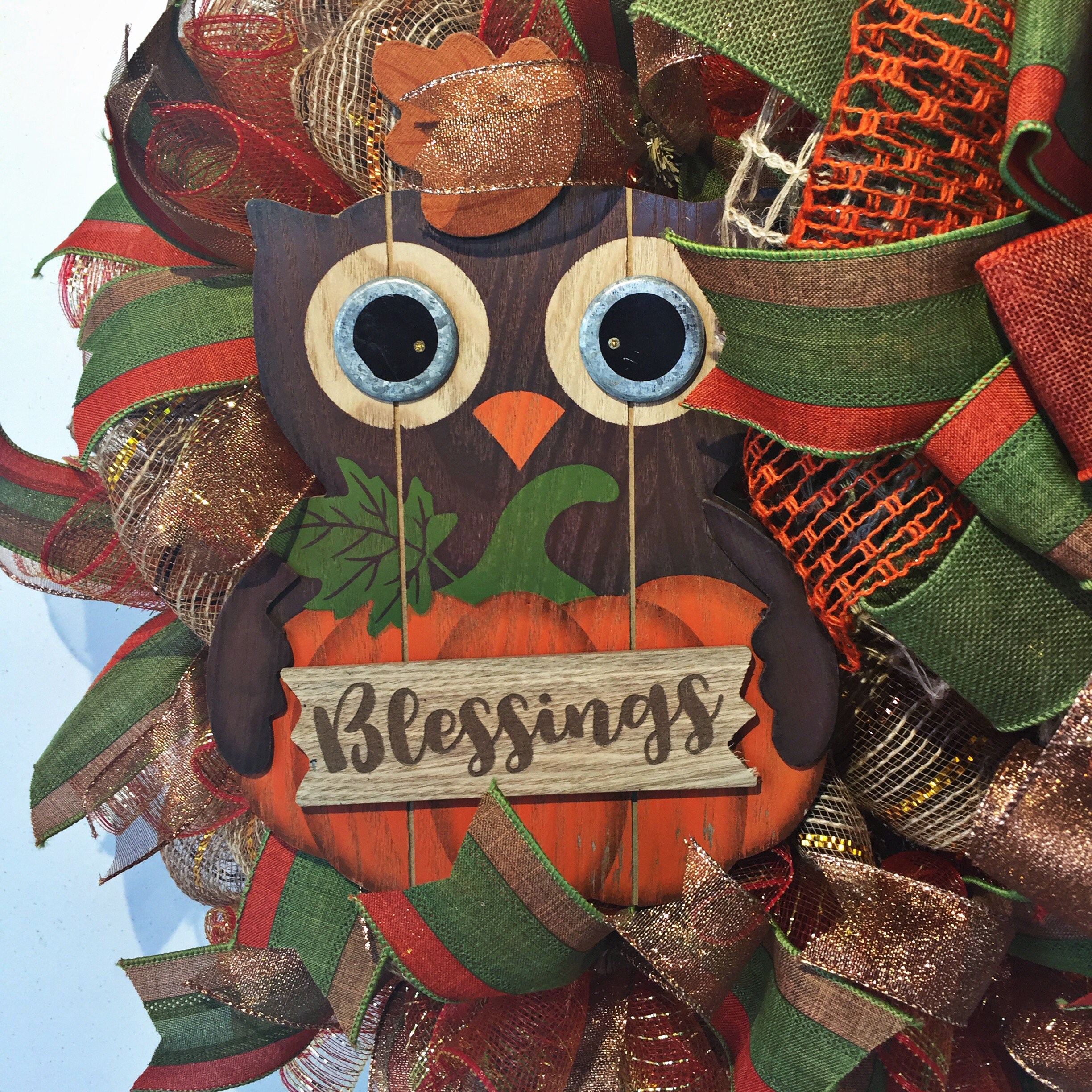 Owl Blessing Wreath/Rustic Wreath/Fall Wreath/Home Decor/Front | Etsy