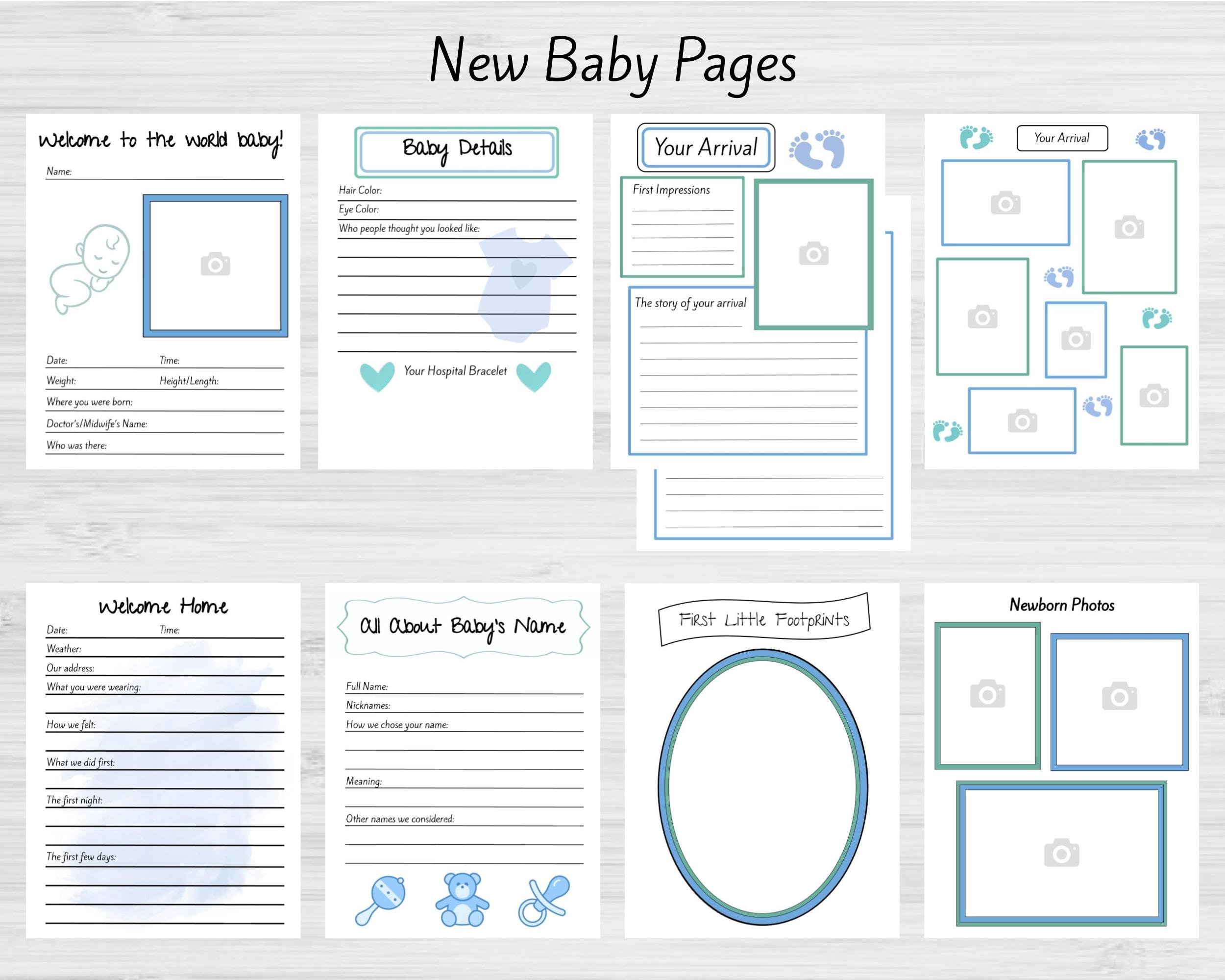 Printable Baby Memory Book Pages Blue - Instant Download 87 Pages - Etsy