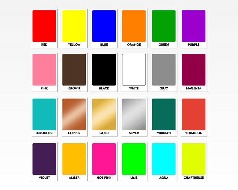 Simple Color Flashcards 48 Colors - Colour Flashcards - Printable for ...