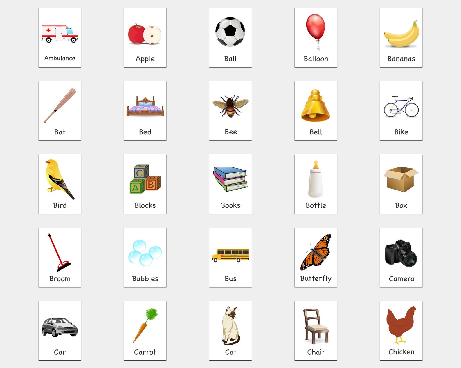 100 First Words Flashcards - Printable Flashcards - Learning for Babies ...