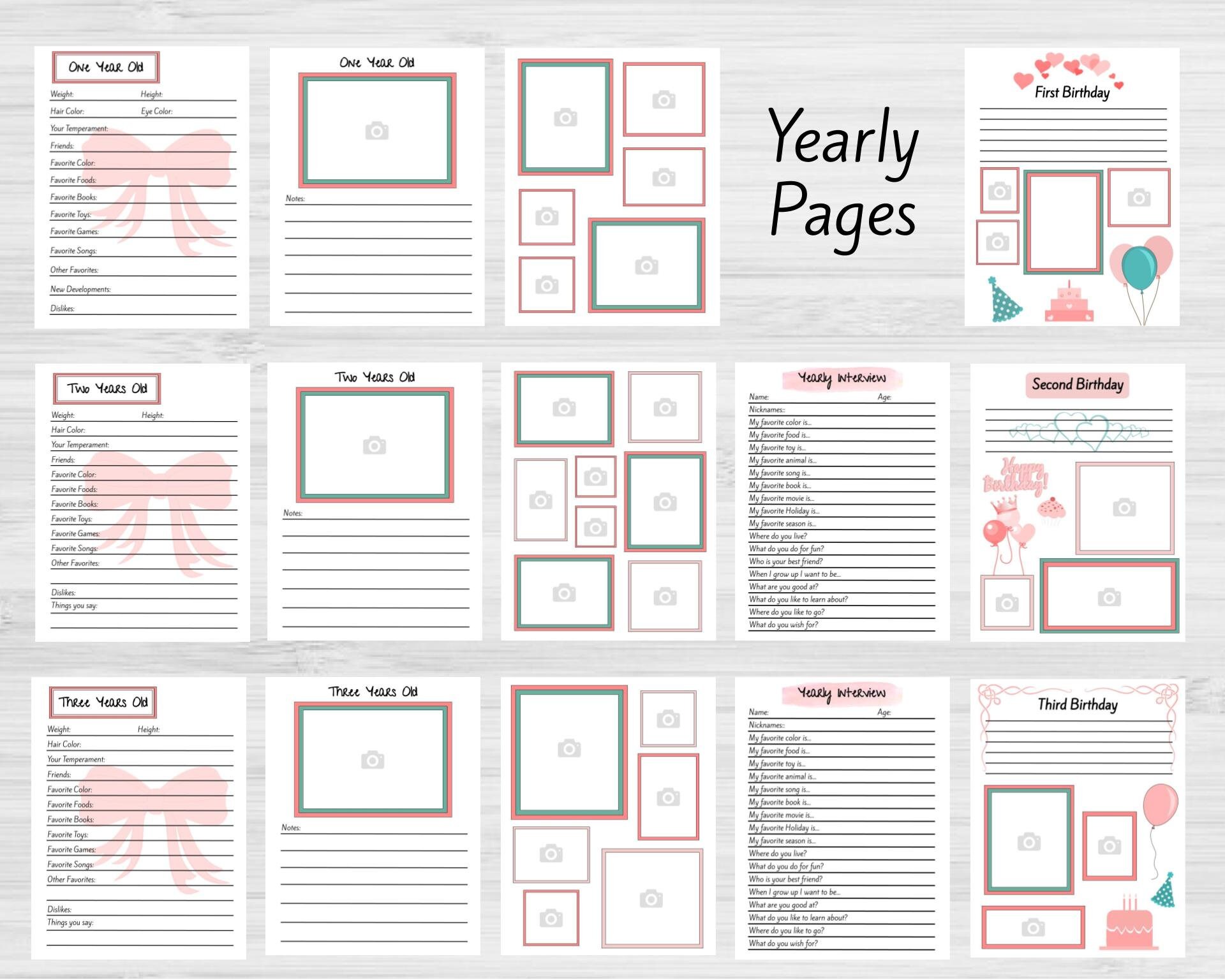 Printable Baby Memory Book Pages Pink - Instant Download 87 Pages - Etsy