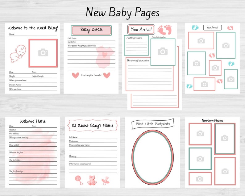 Printable Baby Memory Book Pages Pink - Instant Download 87 Pages - Etsy