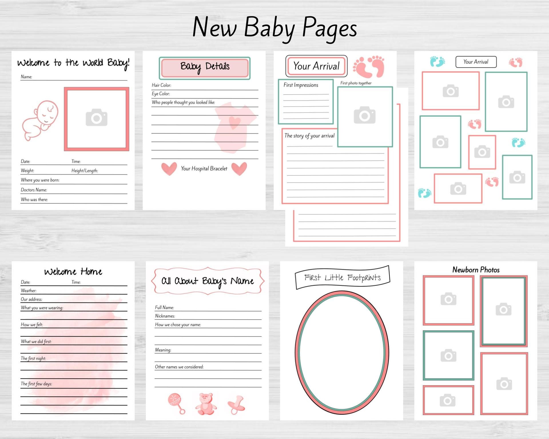 Printable Baby Memory Book Pages Pink - Instant Download 87 Pages - Etsy