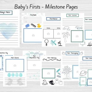 Printable Baby Memory Book Pages Blue - Instant Download 87 Pages - Etsy