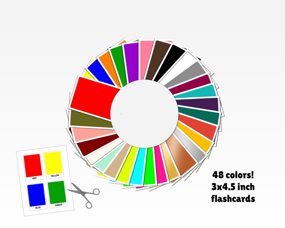 Simple Color Flashcards 48 Colors - Colour Flashcards - Printable for ...