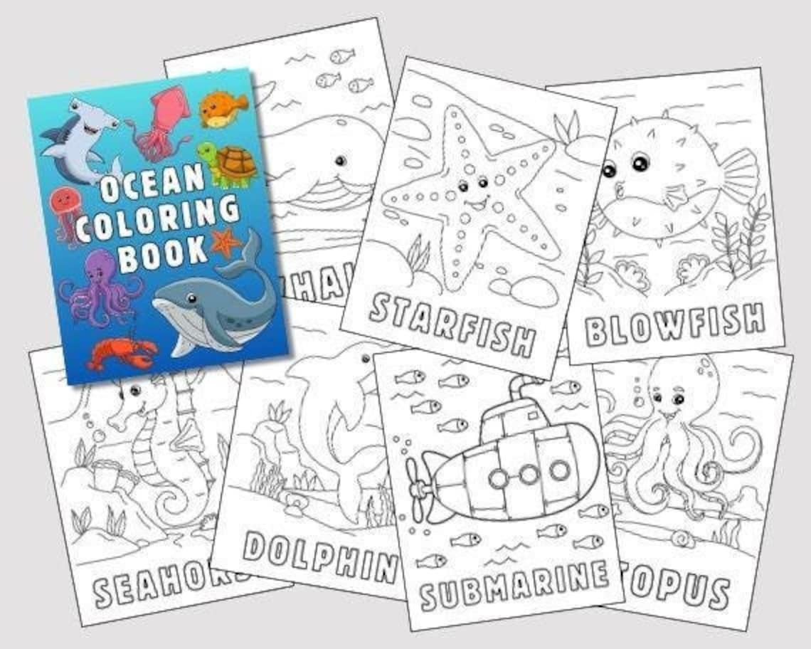 30 Printable Coloring Pages for Kids, Toddlers, Preschoolers, Ocean ...