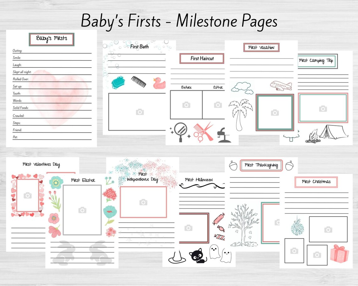 Printable Baby Memory Book Pages Pink Instant Download 87 - Etsy