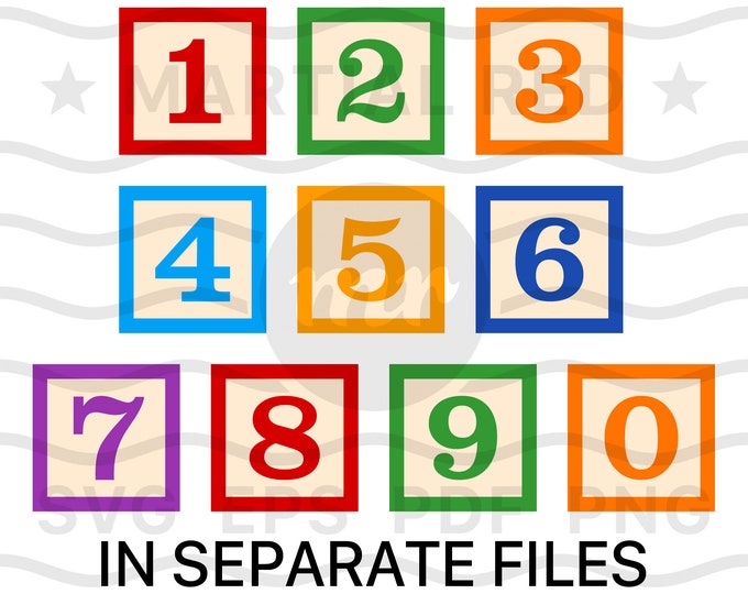 123 Number Blocks Vector Clipart Set / Outline, Silhouette Stamp ...